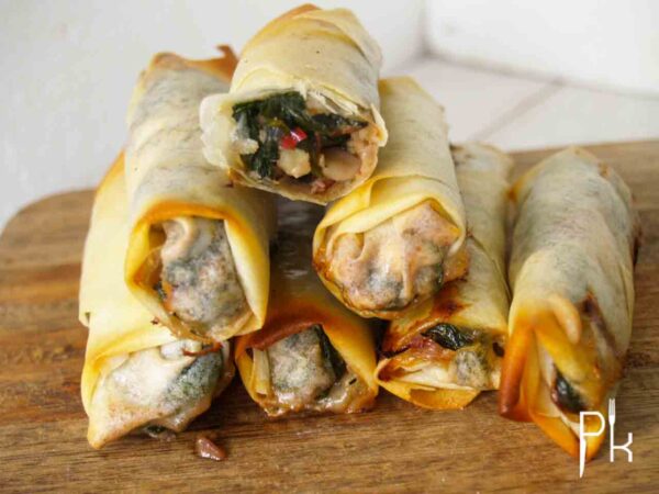 Filodeeg rolletjes met spinazie en feta - vega - Pienskeuken